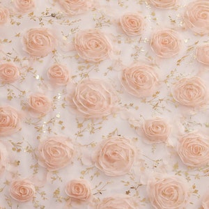 Luxury Pink Gilding Lace Fabric,3d Rose Mesh Fabric,soft Tulle Fabric ...