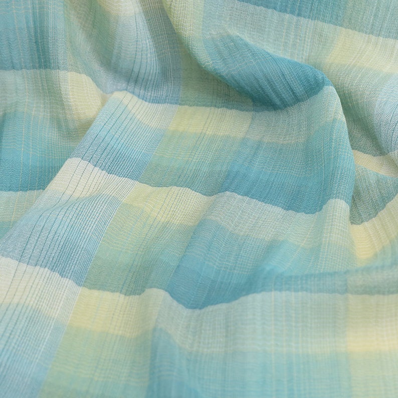 Blue Check Pattern Cotton Fabric by 1/2 Meter Light Weight | Etsy