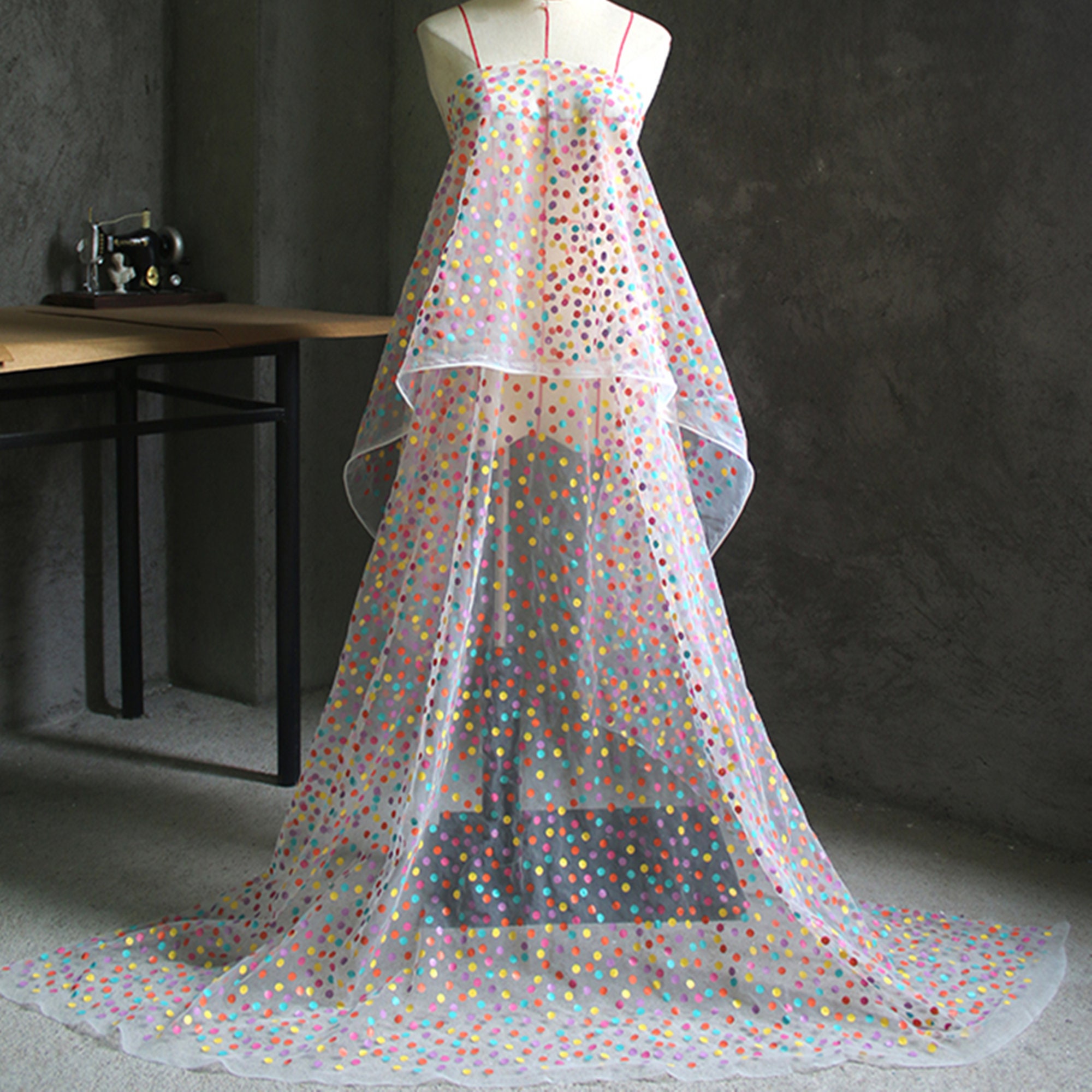 Colorful Dots Lace MeshSoft Tulle Lace FabricWedding Craft | Etsy