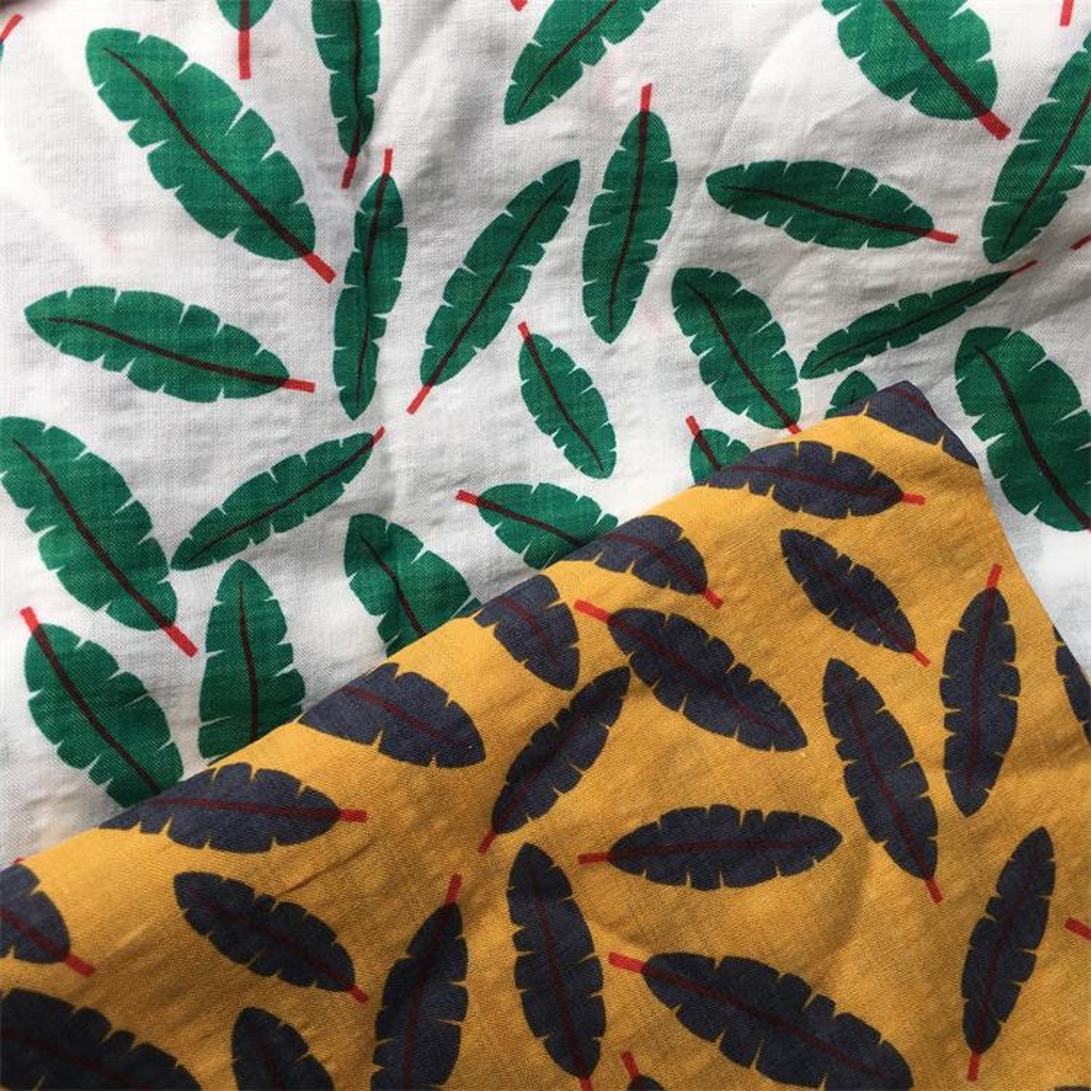 Leaf Print Fabric Linen Cotton Blend Fabric Soft Cotton Fabric - Etsy