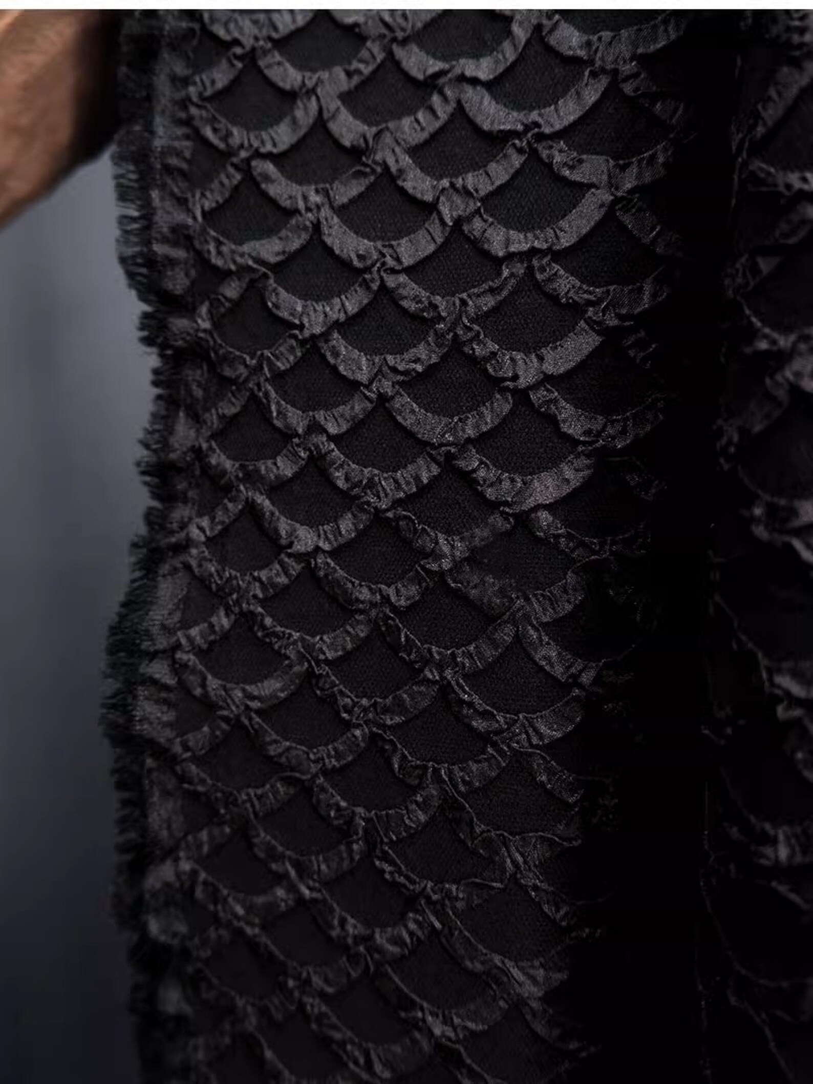 Black 3D Jacquard Fish Scale Polyester Fabric: Fashion Design - Etsy