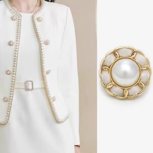 5 Pieces Metal Gold Pearl Buttons,bridal Buttons,jacket Buttons ...