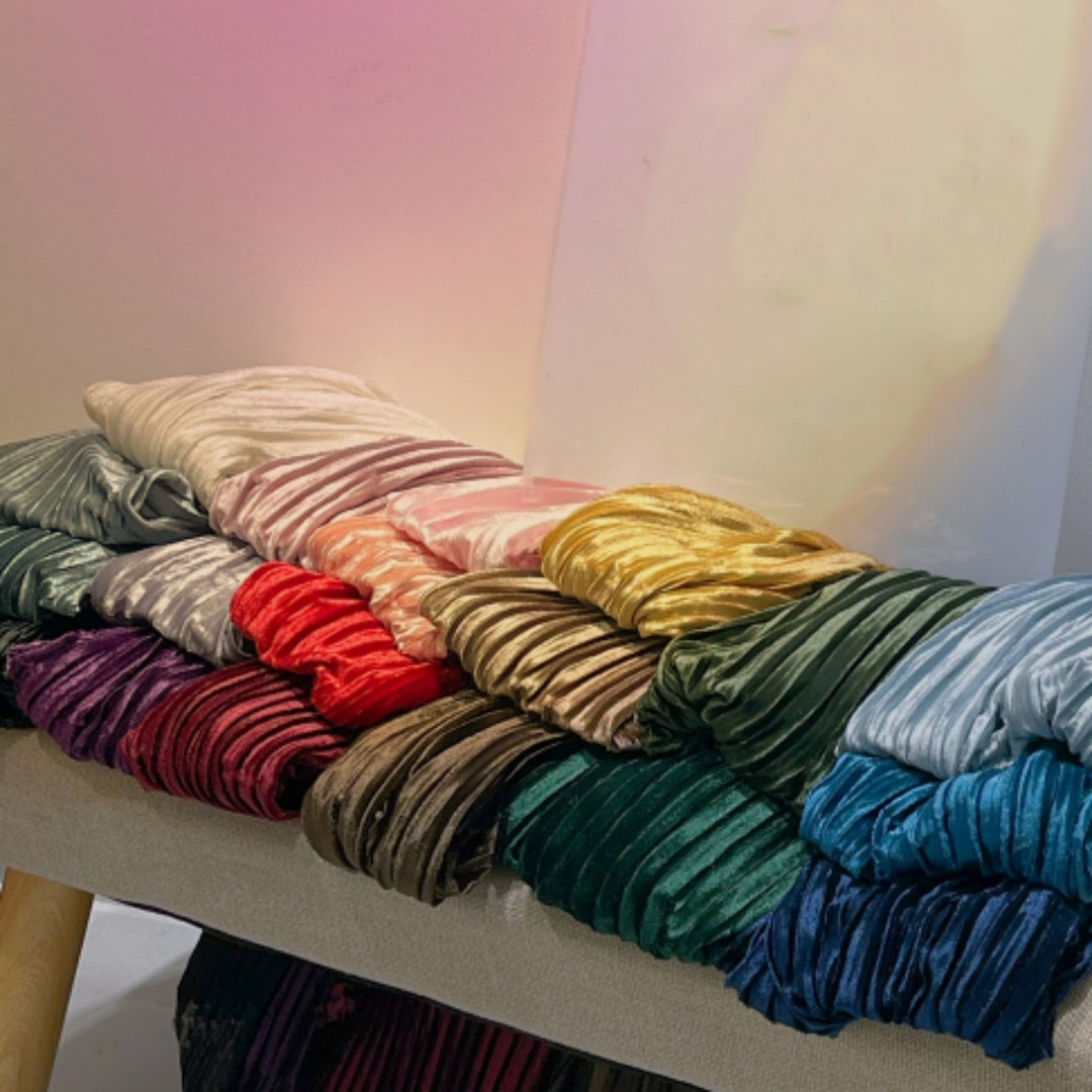 17 Colors Thick Winter Autumn Pleated Plisse Velvet Fabric,stretch ...