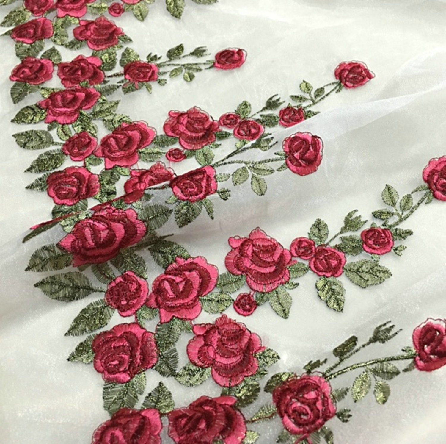 Rose Lace Fabric3d Flower Lace Fabriclace Embroidered - Etsy