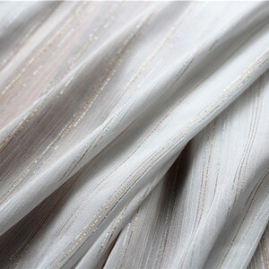 White With Silver/gold Metallic Chiffon Fabric,chiffon Georgette, Sheer ...