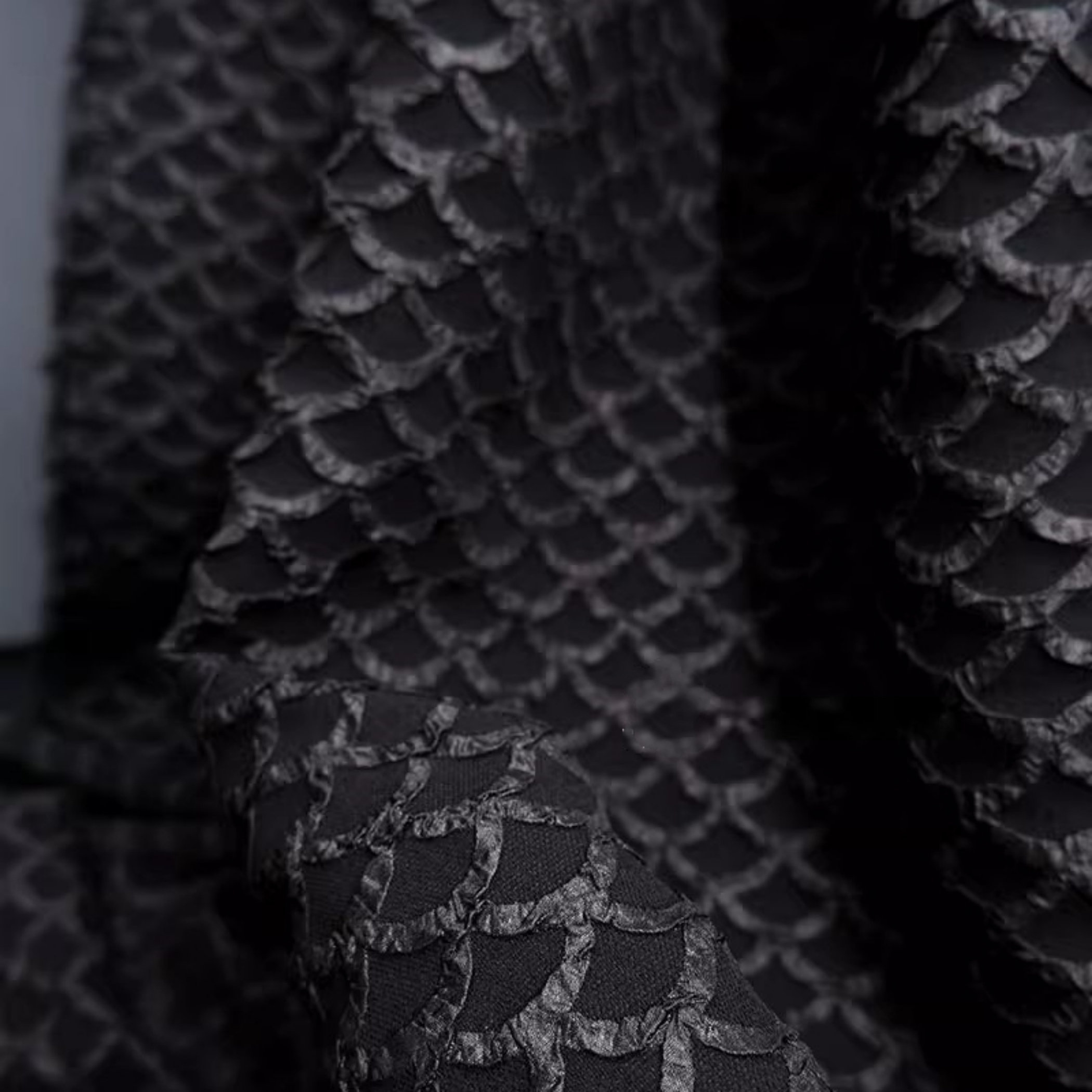 Black 3D Jacquard Fish Scale Polyester Fabric: Fashion Design - Etsy
