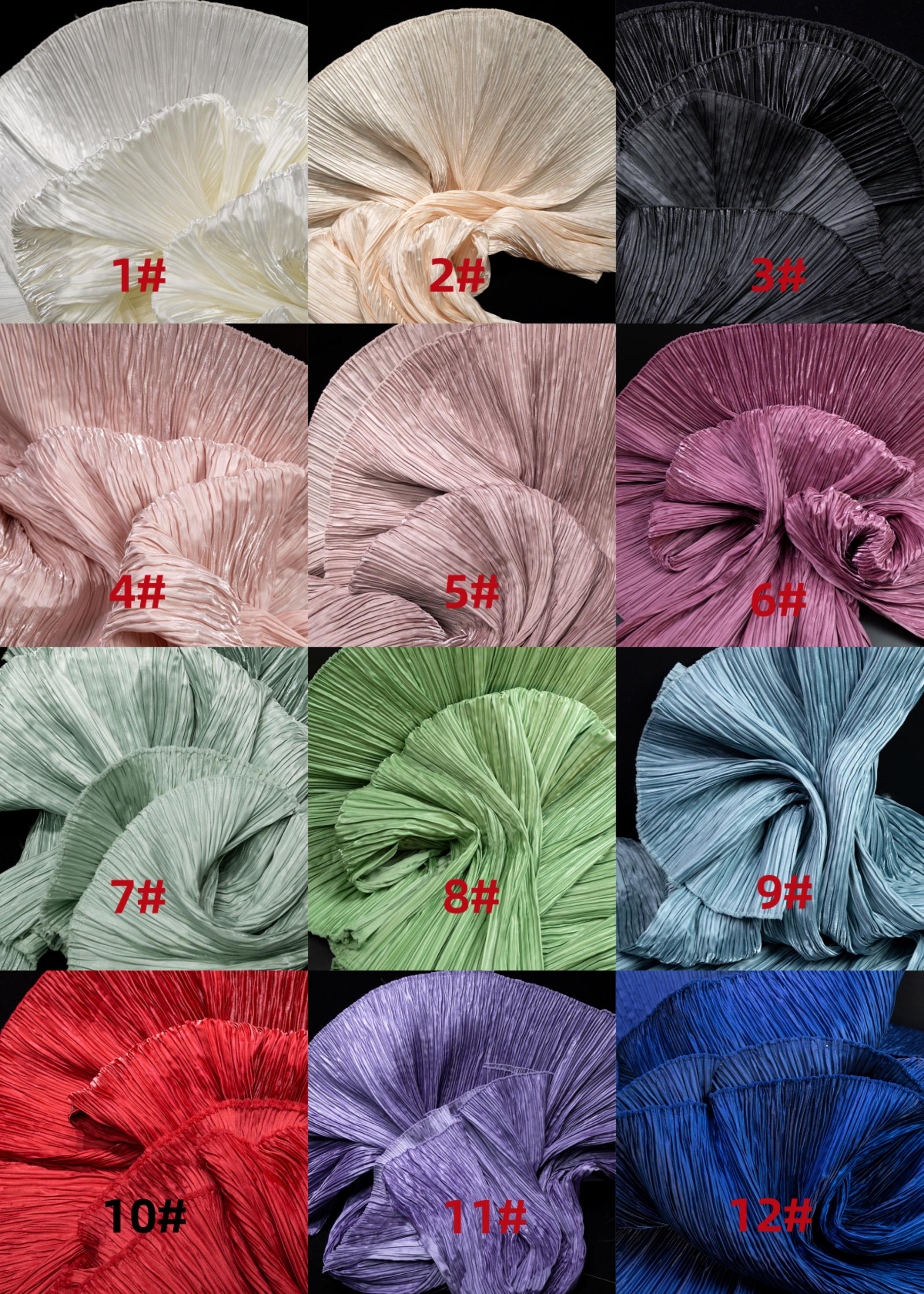 Glossy Crinkled Pleated Polyester Fabric: Shimmer Crumple Texture, 57 ...