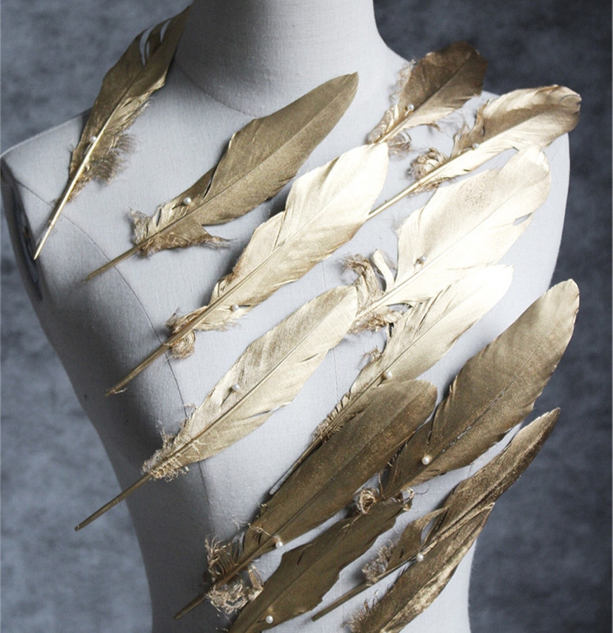 3 Pieces Gold Feather Appliquedecorative Patches for - Etsy