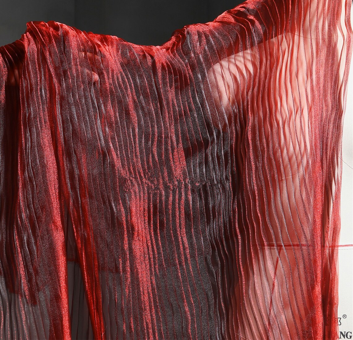 Red Pleated Organza Fabricwrinkle Fabricsheer Fabricfabric - Etsy