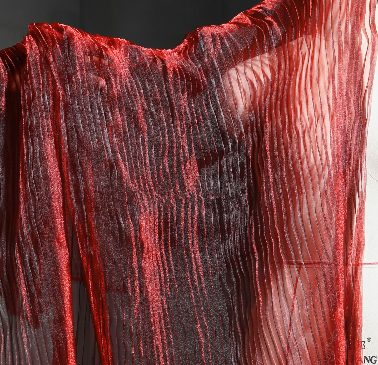 Red Pleated Organza Fabric,wrinkle Fabric,sheer Fabric,fabric for Tutu ...