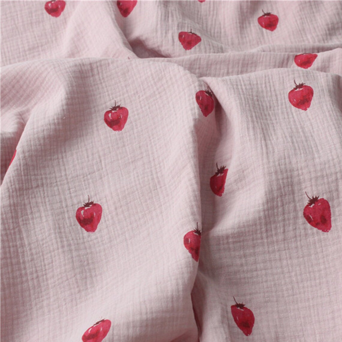 100% Cotton Fabric Cute Strawberry Print Fabric Craft by Half | Etsy
