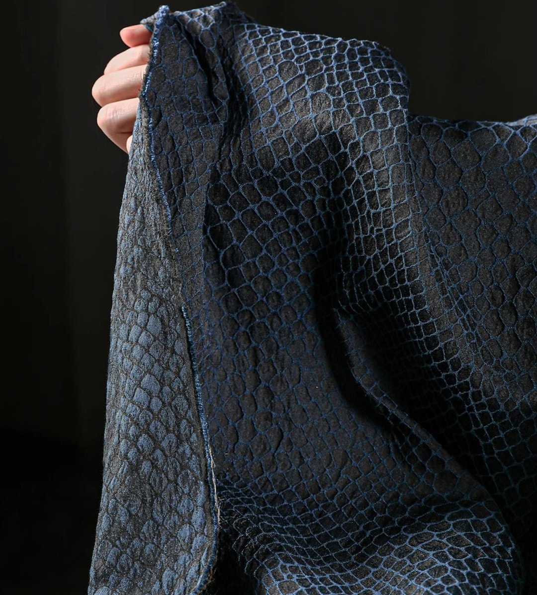 Blue Embossed Snake Jacquard Fabric,3d Irregular Fabrics,prom Party ...