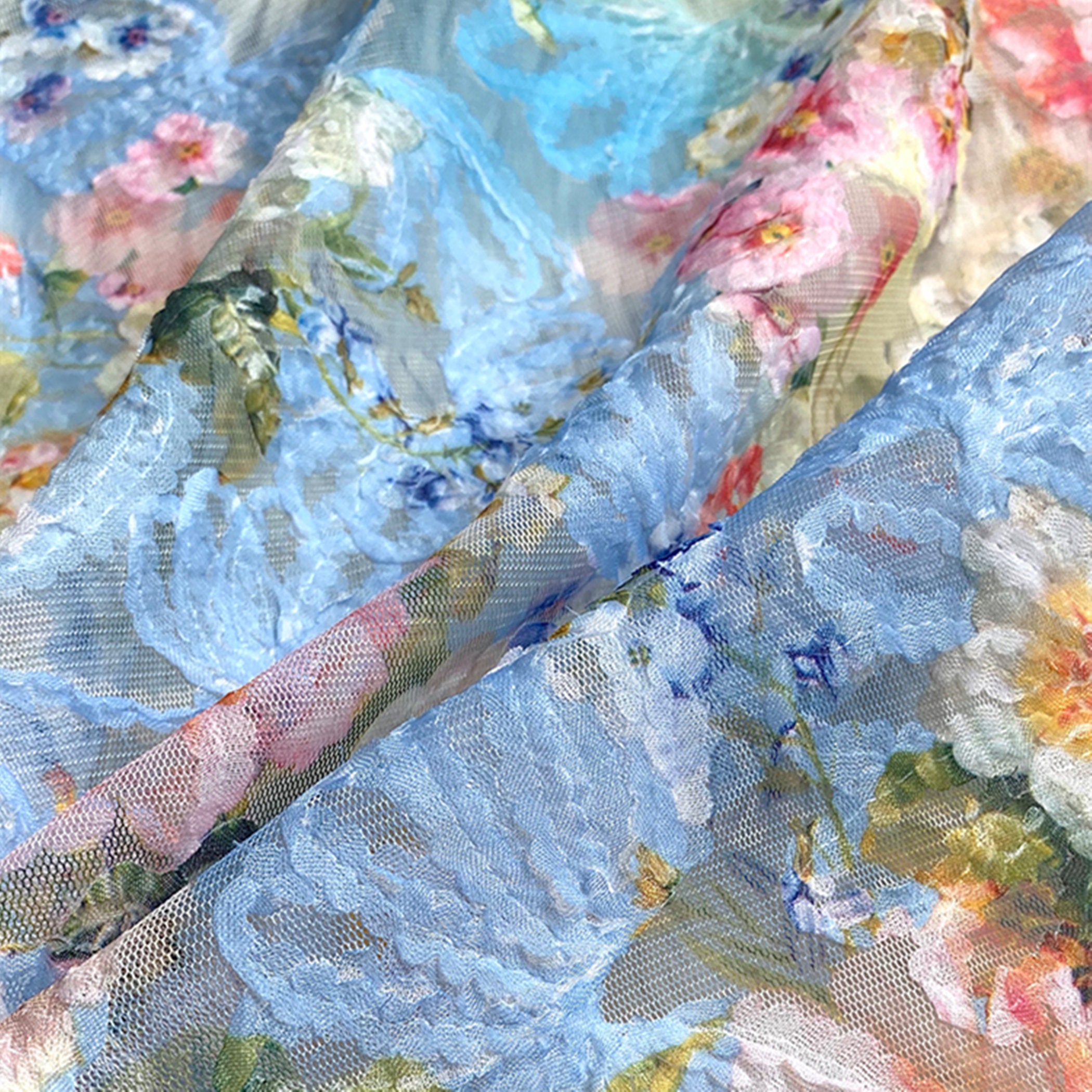 Tela de encaje azul tela de encaje floral vestido de novia | Etsy