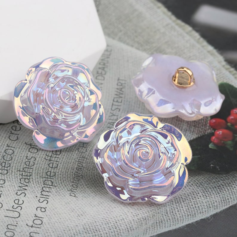 6 Pieces of Set Resin Rose Buttons,bridal Buttons,jewelry,clothing ...