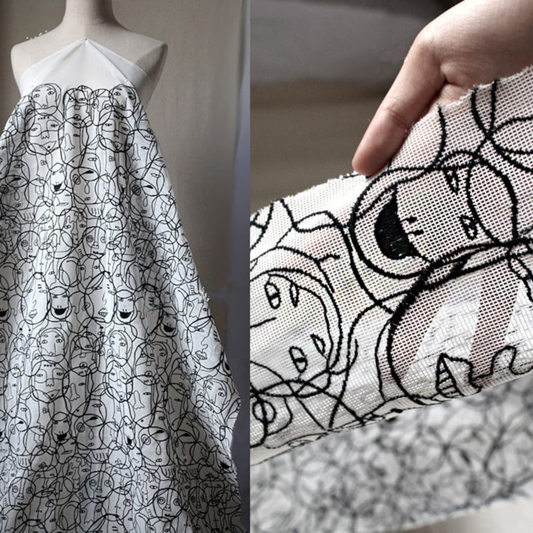 White Embroidered Fabric Popular Design ,craft by Yard - Etsy