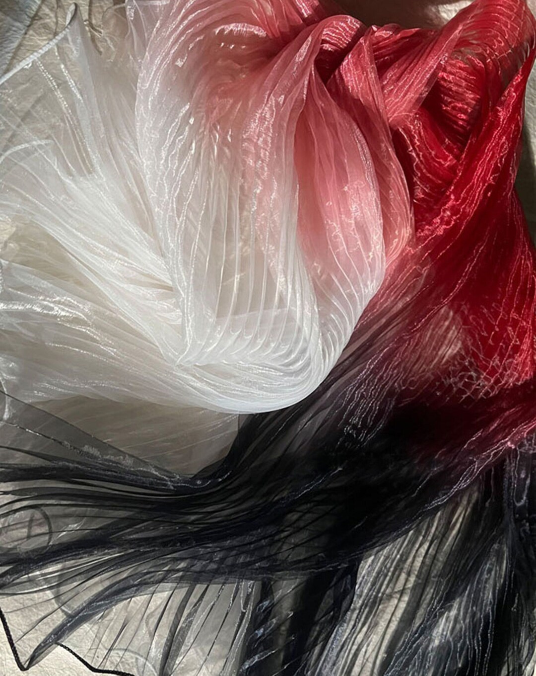 3 Colors Gradient Pleaseted Fabric,ombre Gauze Fabric,wedding Dress ...