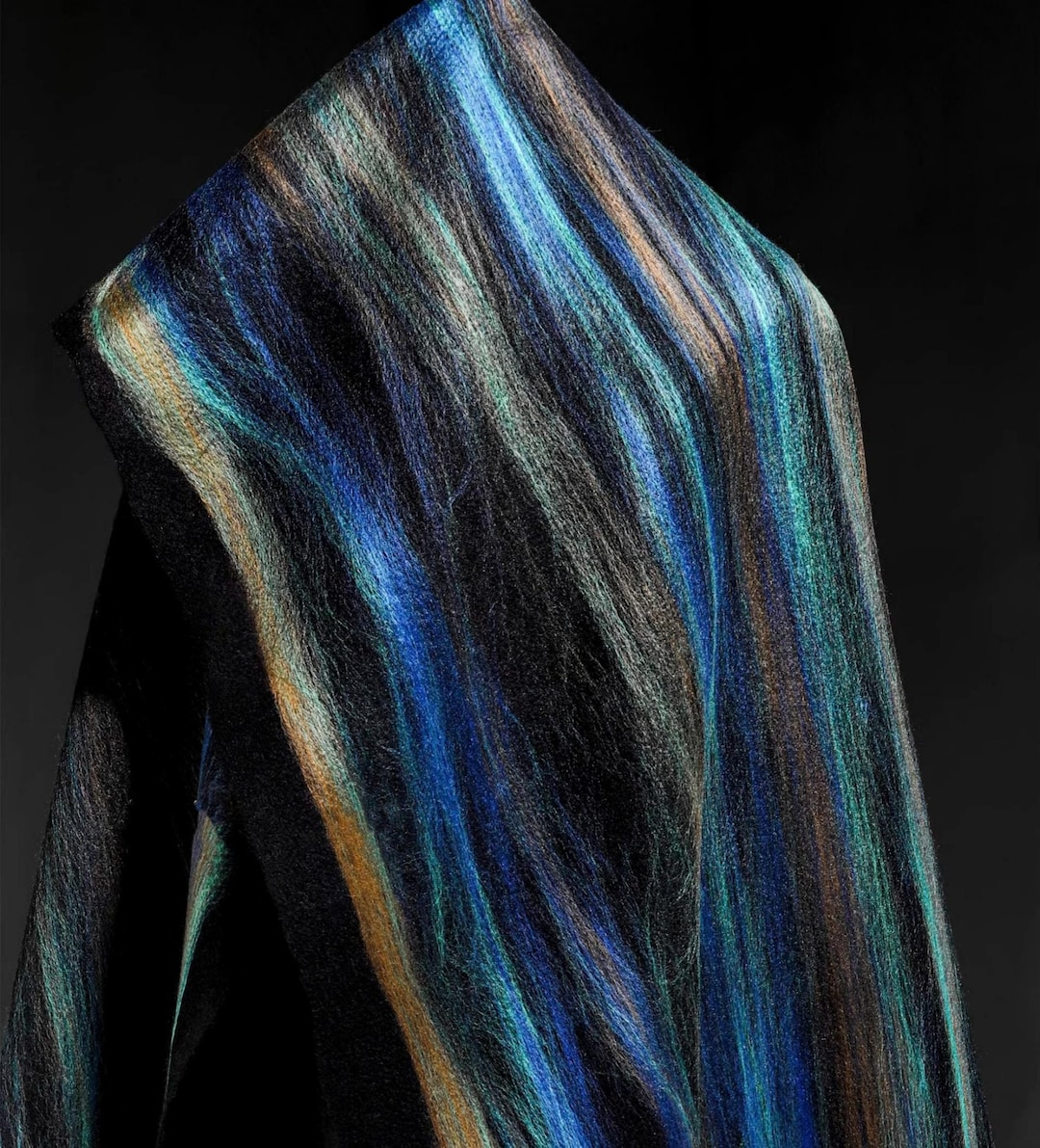 Stripe Felted Wool Fabric,blue Black Winter Coat Material,wool Carpet ...