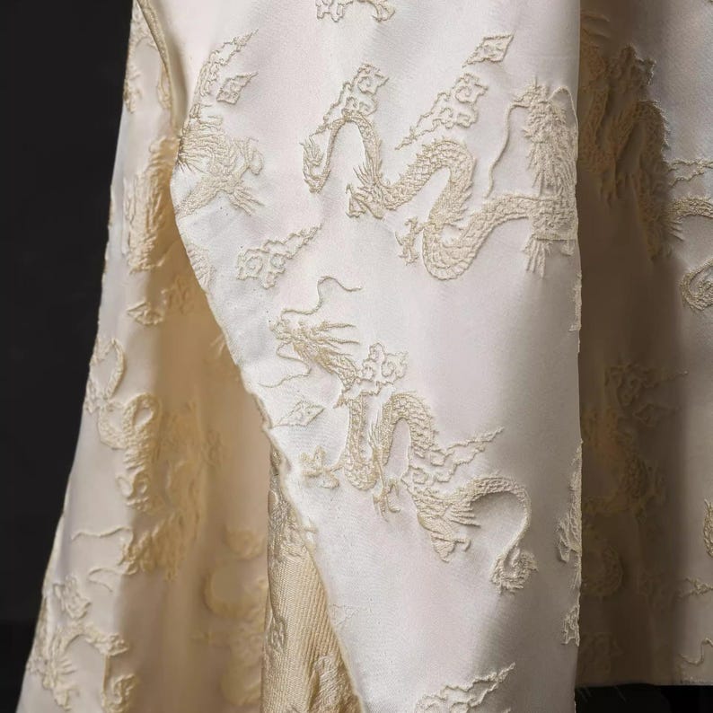 Beige Jacquard Fabric,3d Dragon Embossed Fabric,fashion Design Fabric ...