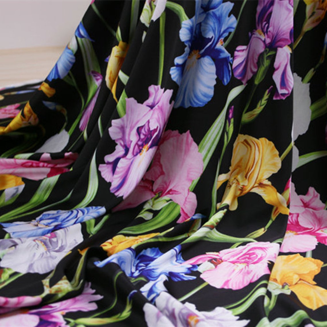 Floral Print Satin Fabric Fashion Fabric for Clothingevening - Etsy