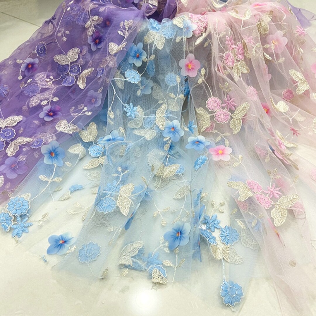3D Floral Mesh Lace Fabric,embroidered Floral Lace,soft Tulle Lace ...