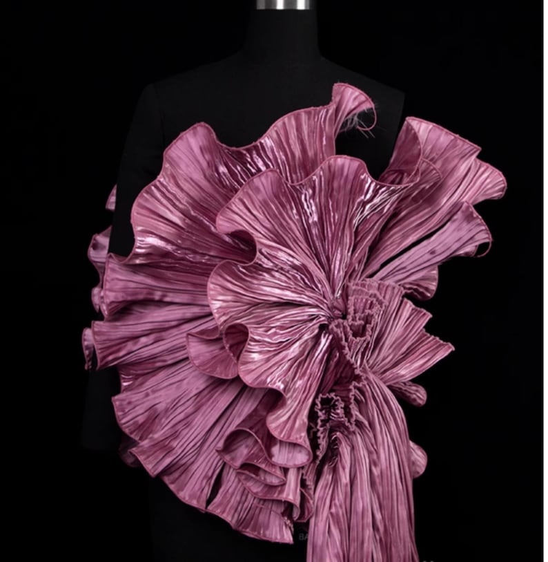 Glossy Crinkled Pleated Polyester Fabric: Shimmer Crumple Texture, 57 ...