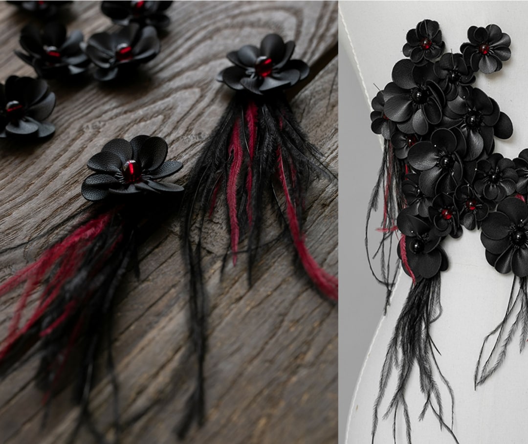 Black Flower Applique,gothic DIY Applique,diy Clothing Accessories - Etsy