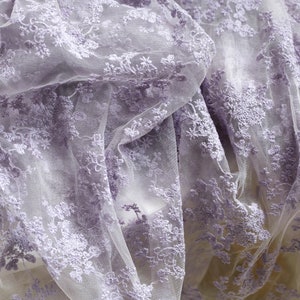 Purple Mesh Lace Fabric,embroidered Floral Lace,soft Tulle Lace Fabric ...