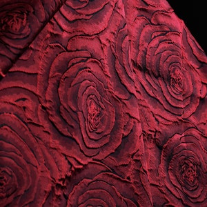 3D Rose Fabric,red Jacquard Fabric,luxury Fashion Design Fabric ...