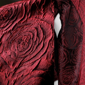 3D Rose Fabric,red Jacquard Fabric,luxury Fashion Design Fabric ...