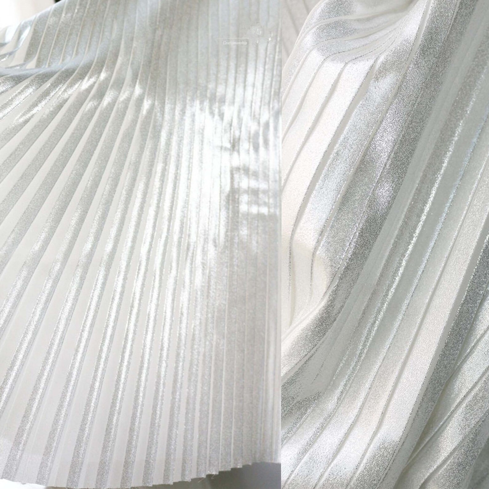 White/sliver Stripe Pleated Fabricgilding Chiffon - Etsy