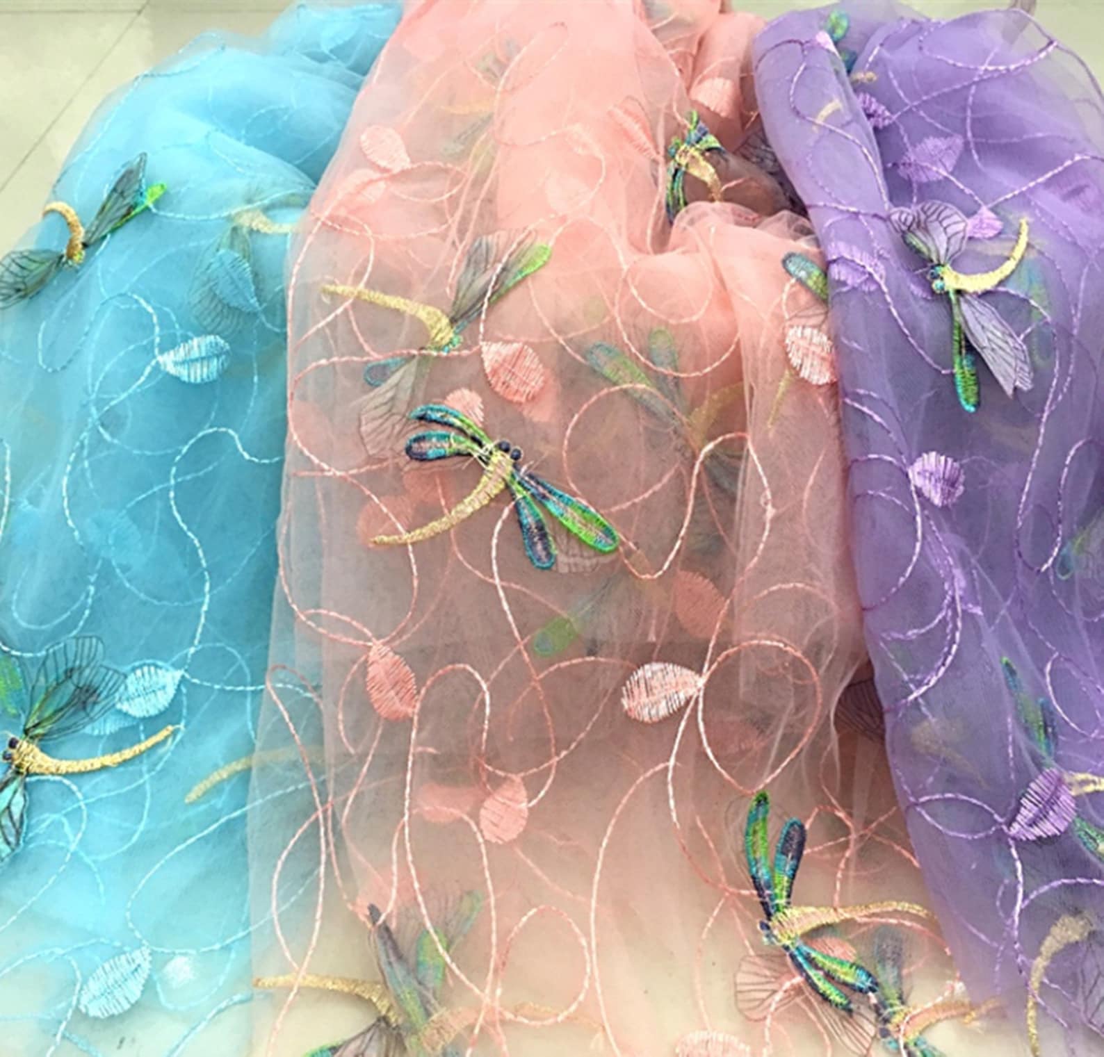 3D Dragonfly Embroidered Lace Fabric,soft Mesh,party Decor,wedding Lace ...