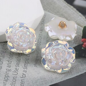 6 Pieces of Set Resin Rose Buttons,bridal Buttons,jewelry,clothing ...