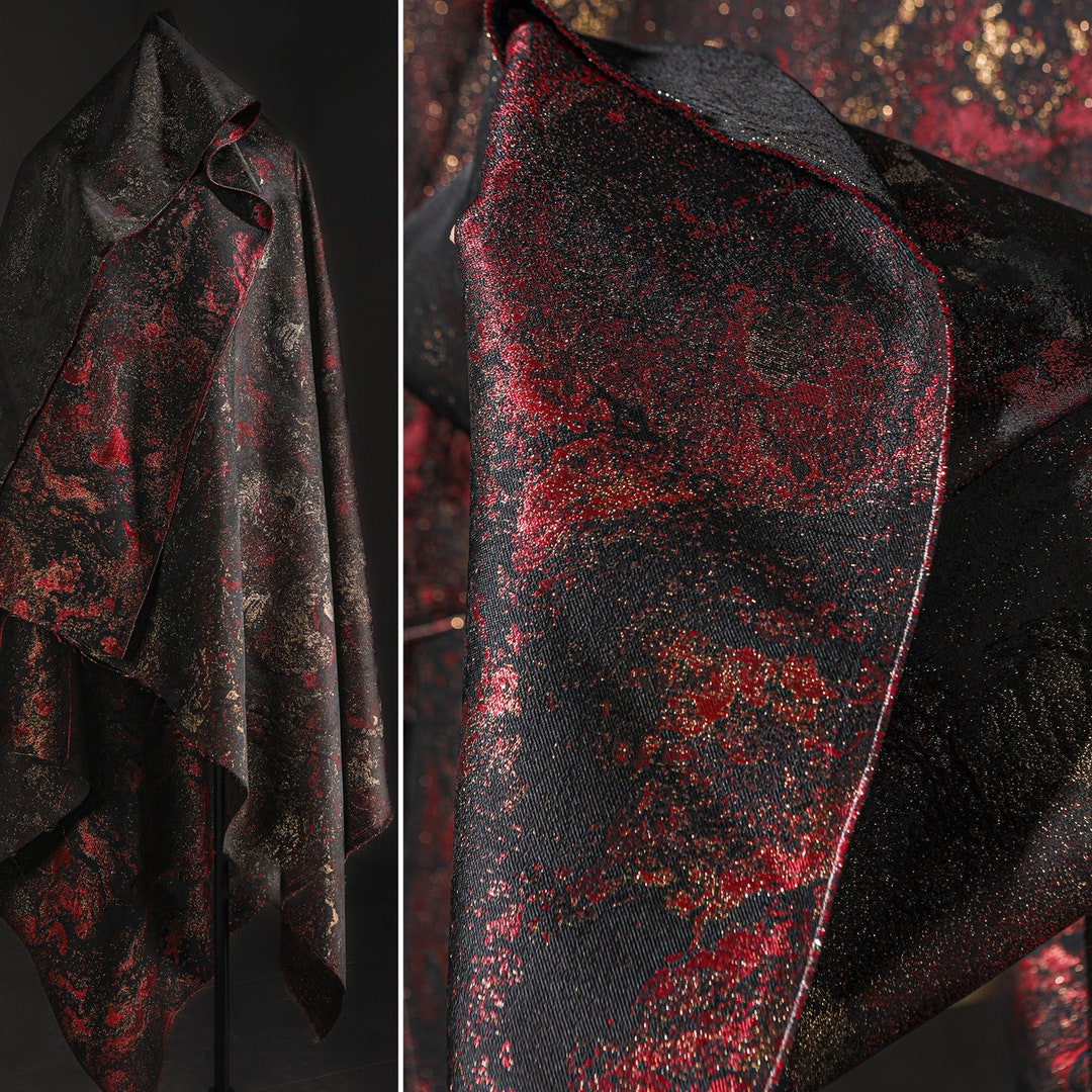 Red Gold Shiny Fabric,gilding Design Fabric,vintage Dress Fabric ...