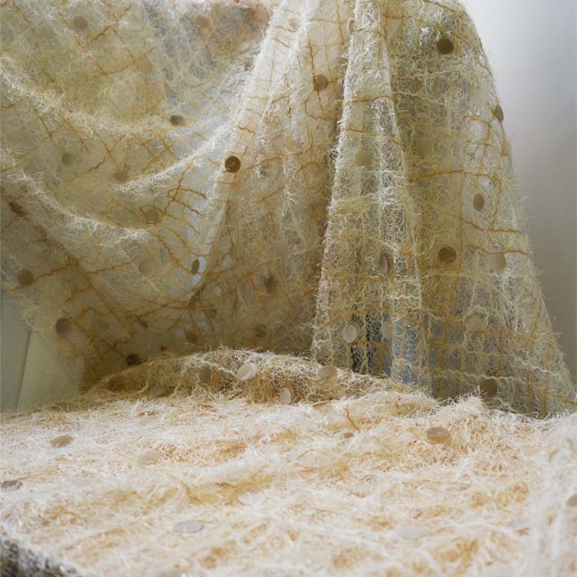 Yellow Feather Mesh Fabrictassels Lace Fabric With - Etsy