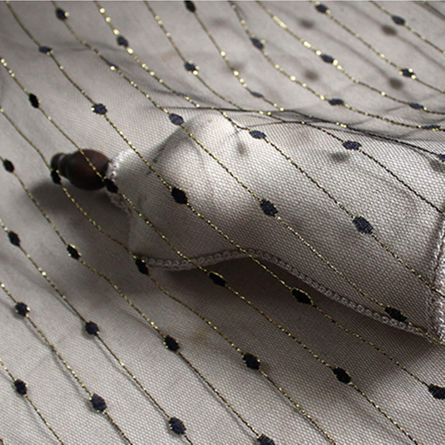 Black Mesh Lace Fabricembroidered Gold Stripes Lace With | Etsy