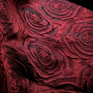 3D Rose Fabric,red Jacquard Fabric,luxury Fashion Design Fabric ...