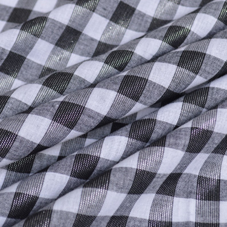 Black White Check Print Cotton Fabric Shiny Fabric Summer | Etsy