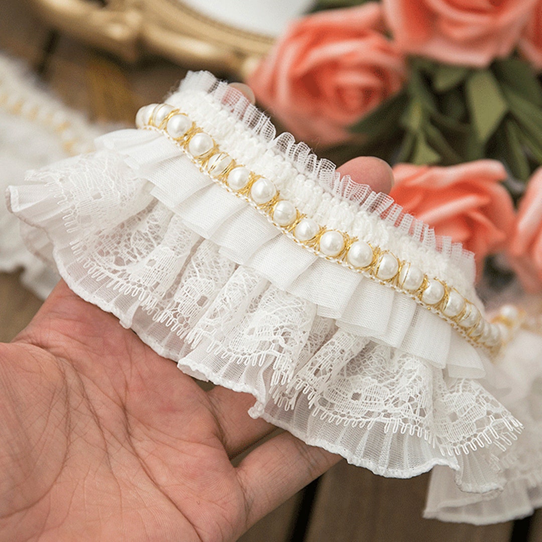 8 Cm Width Pearls Lace Trim,embroidered Lace Trim,wedding Lace Trim ...