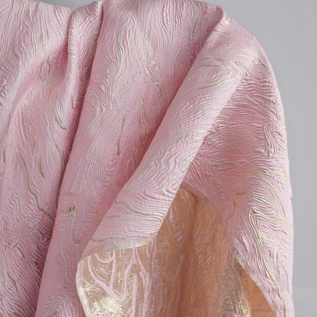 Luxury Pink Gold Embroidered Jacquard Fabric,3d Embossed Fabric,fashion ...