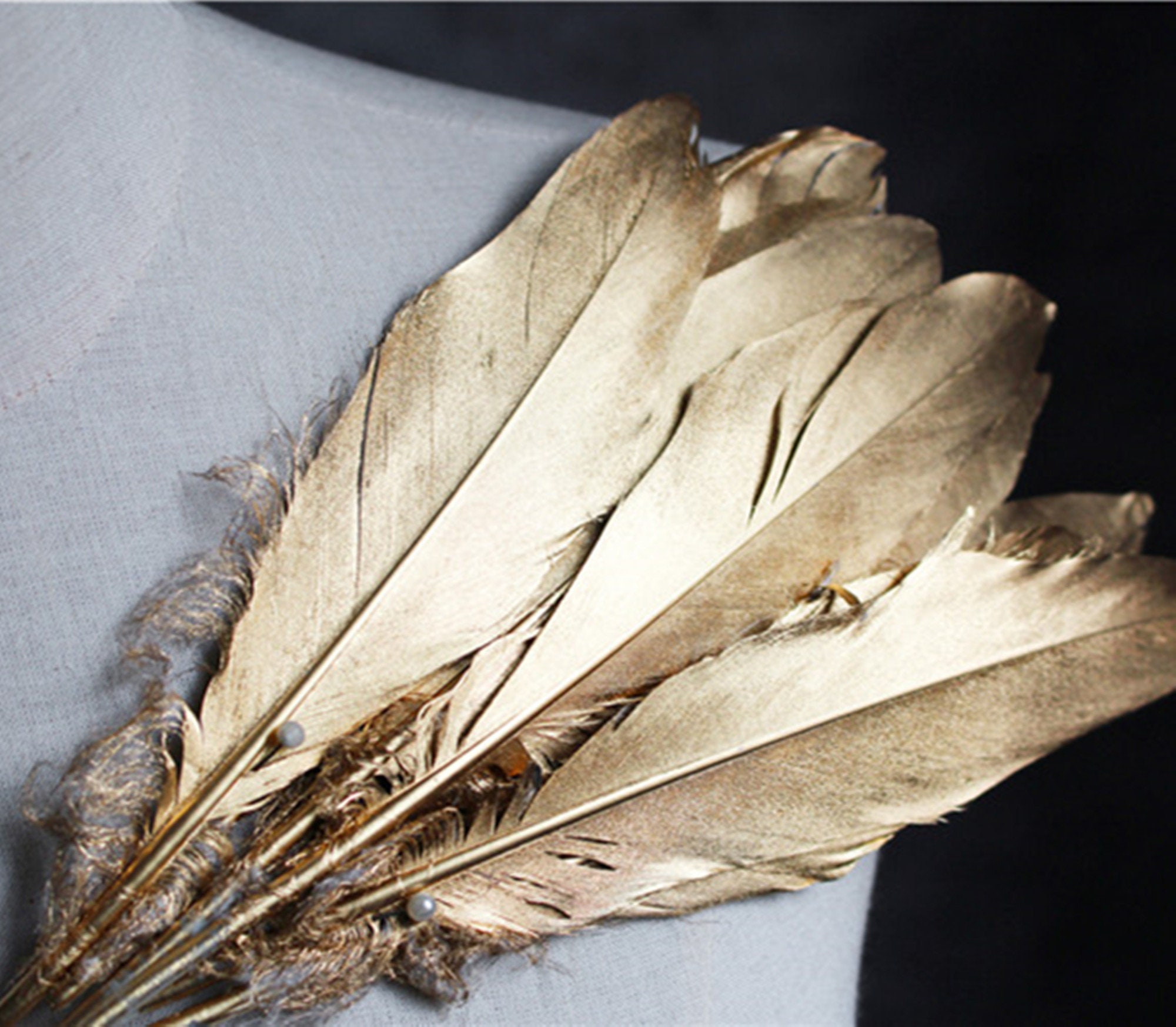 3 Pieces Gold Feather Appliquedecorative Patches for - Etsy