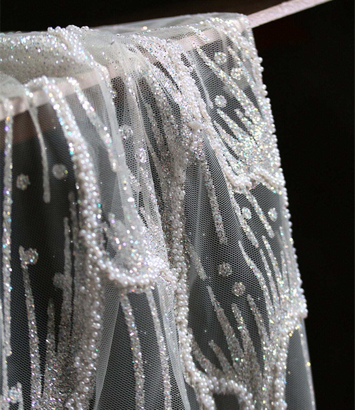 Luxury White Laceshiny Mesh Fabricpearl Mesh Fabricgilding - Etsy