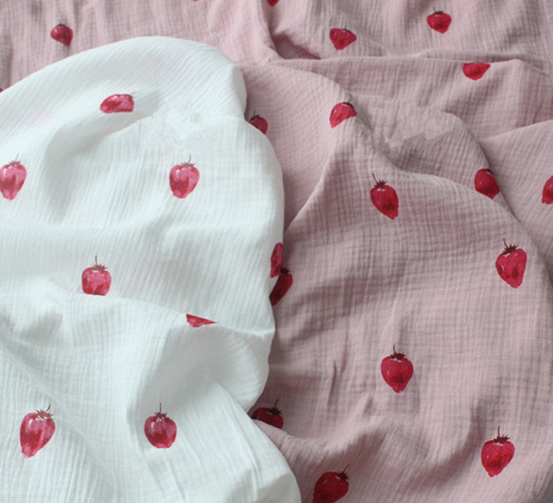 100% Cotton Fabric Cute Strawberry Print Fabric Craft by Half Yard - Etsy
