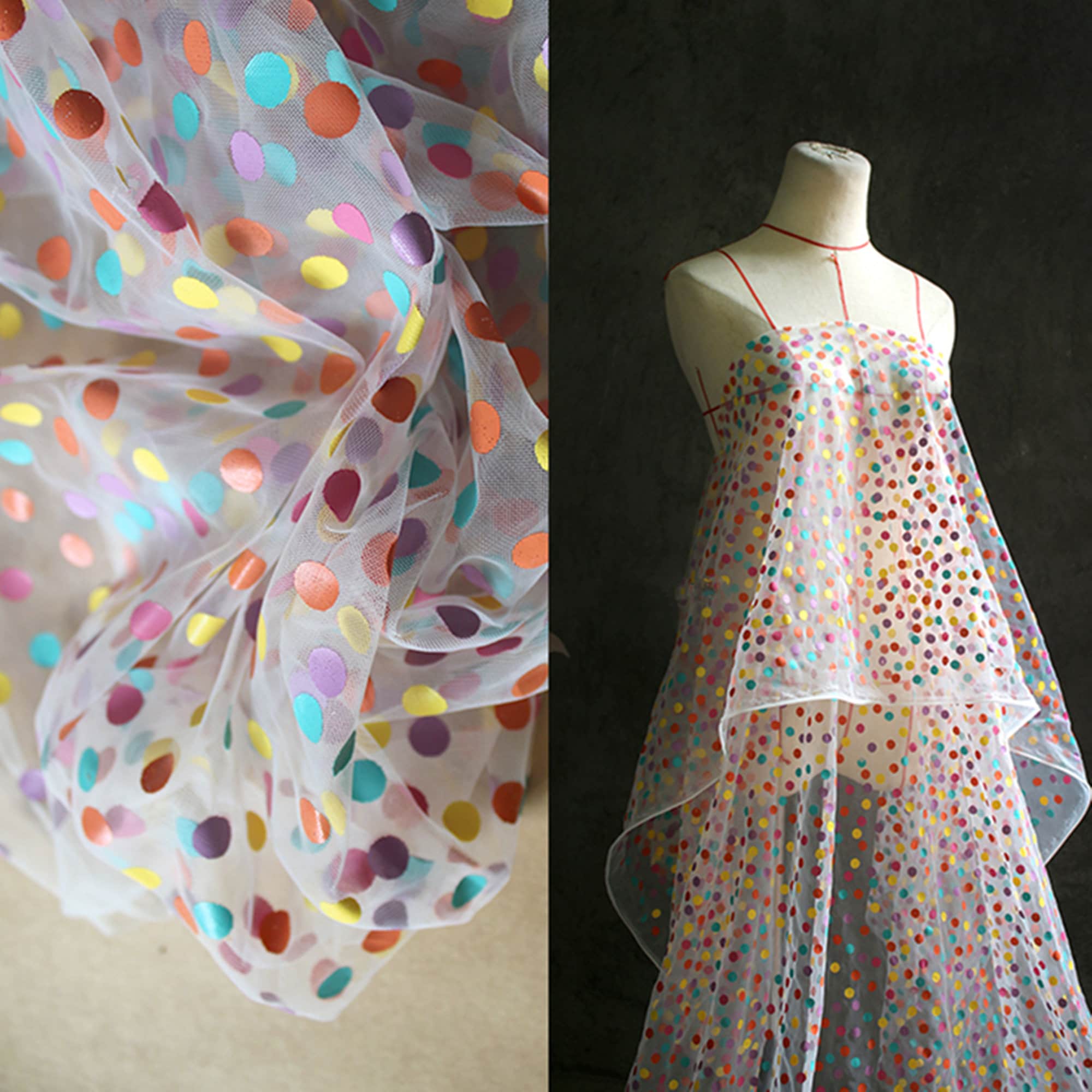 Colorful Dots Lace MeshSoft Tulle Lace FabricWedding Craft | Etsy