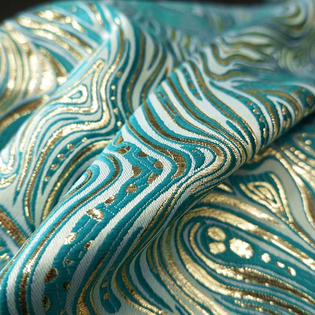 Green Gold Jacquard Fabric,luxury Fashion Design Fabric for Dress,gown ...