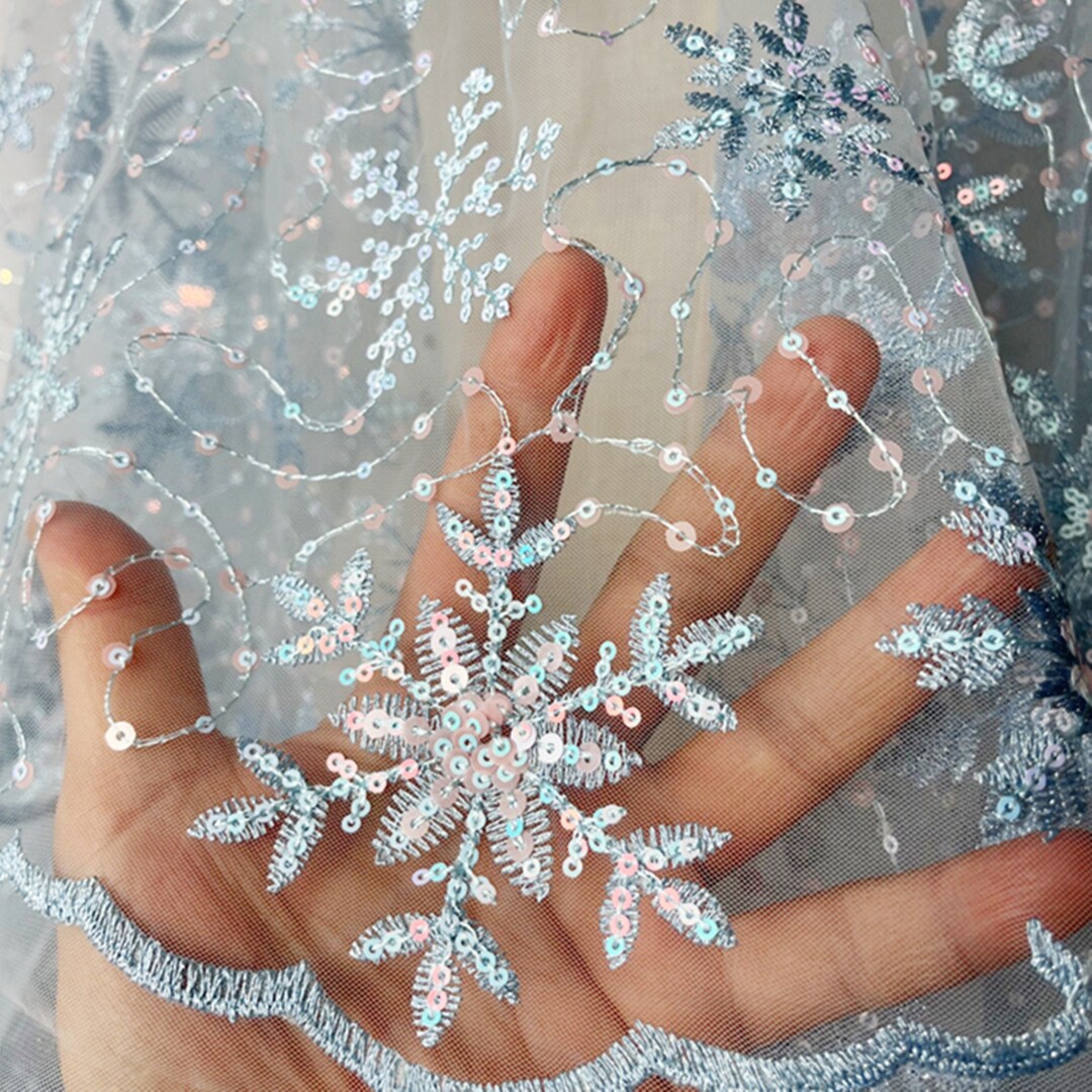 Blue Lace Fabric,luxucy Sequins Tulle Fabric,wedding Fabric - Etsy