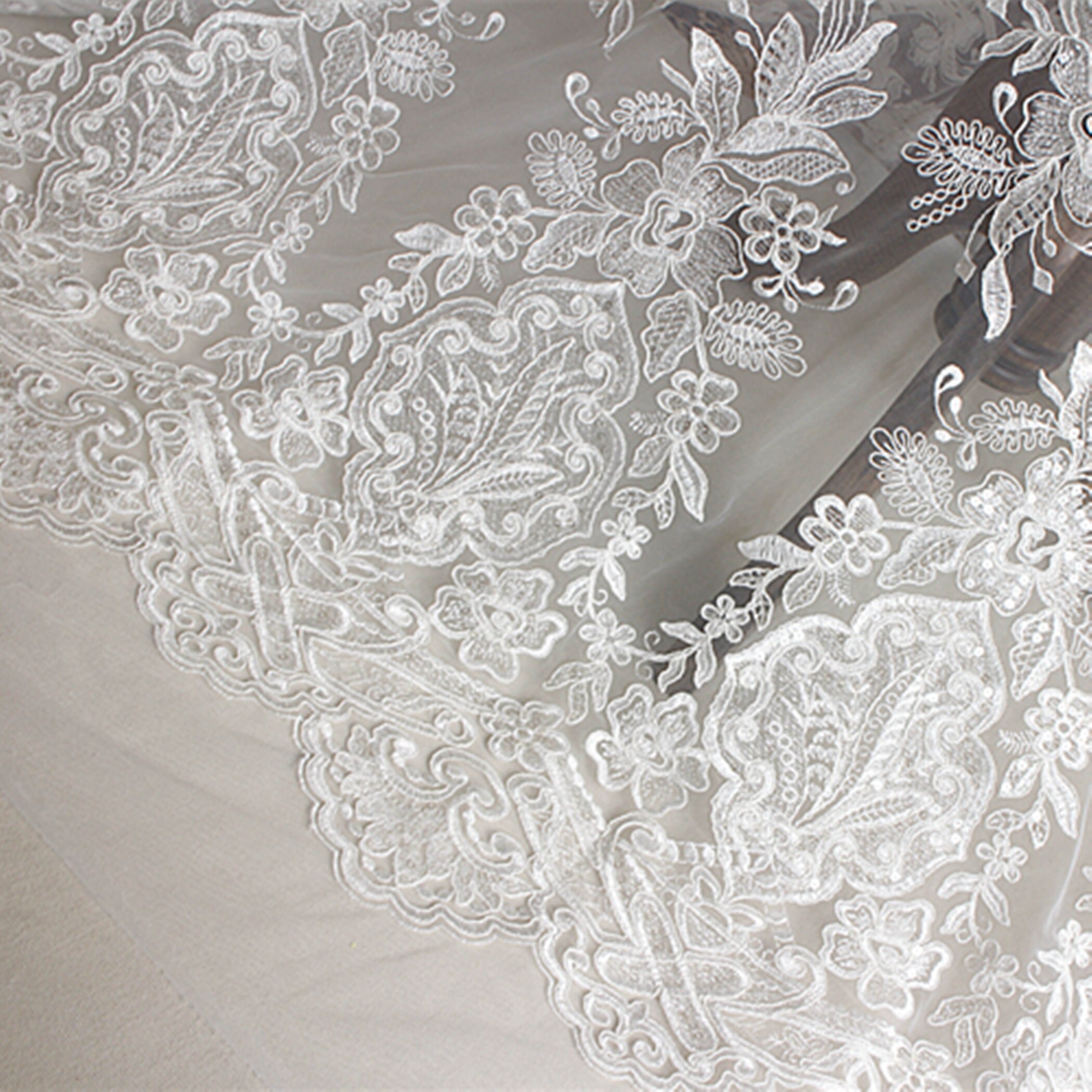 White Mesh lace fabricembroidered floral lace with | Etsy