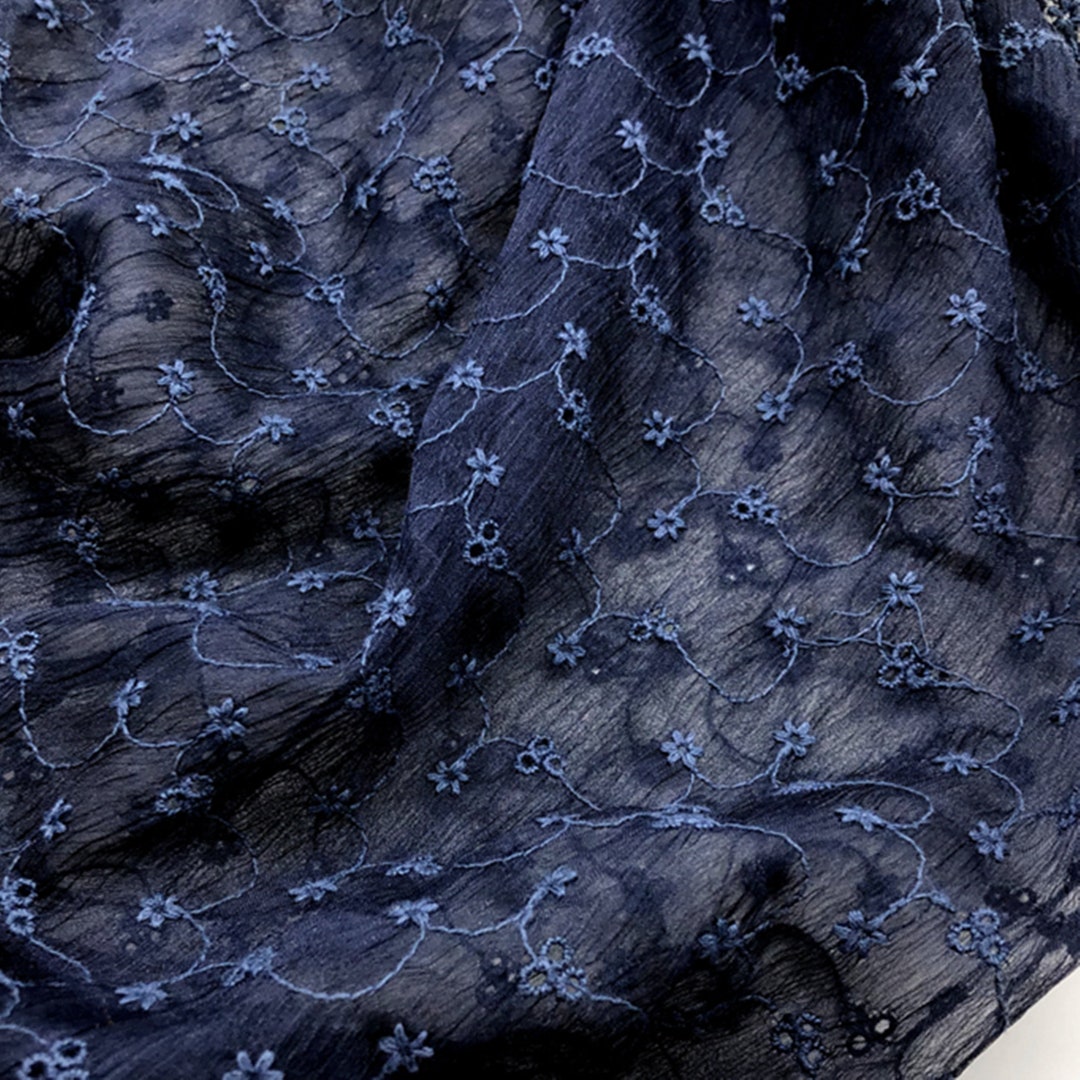 Floral Embroidered Polyester Fabric, Sheer Lightweight Mesh, by the ...