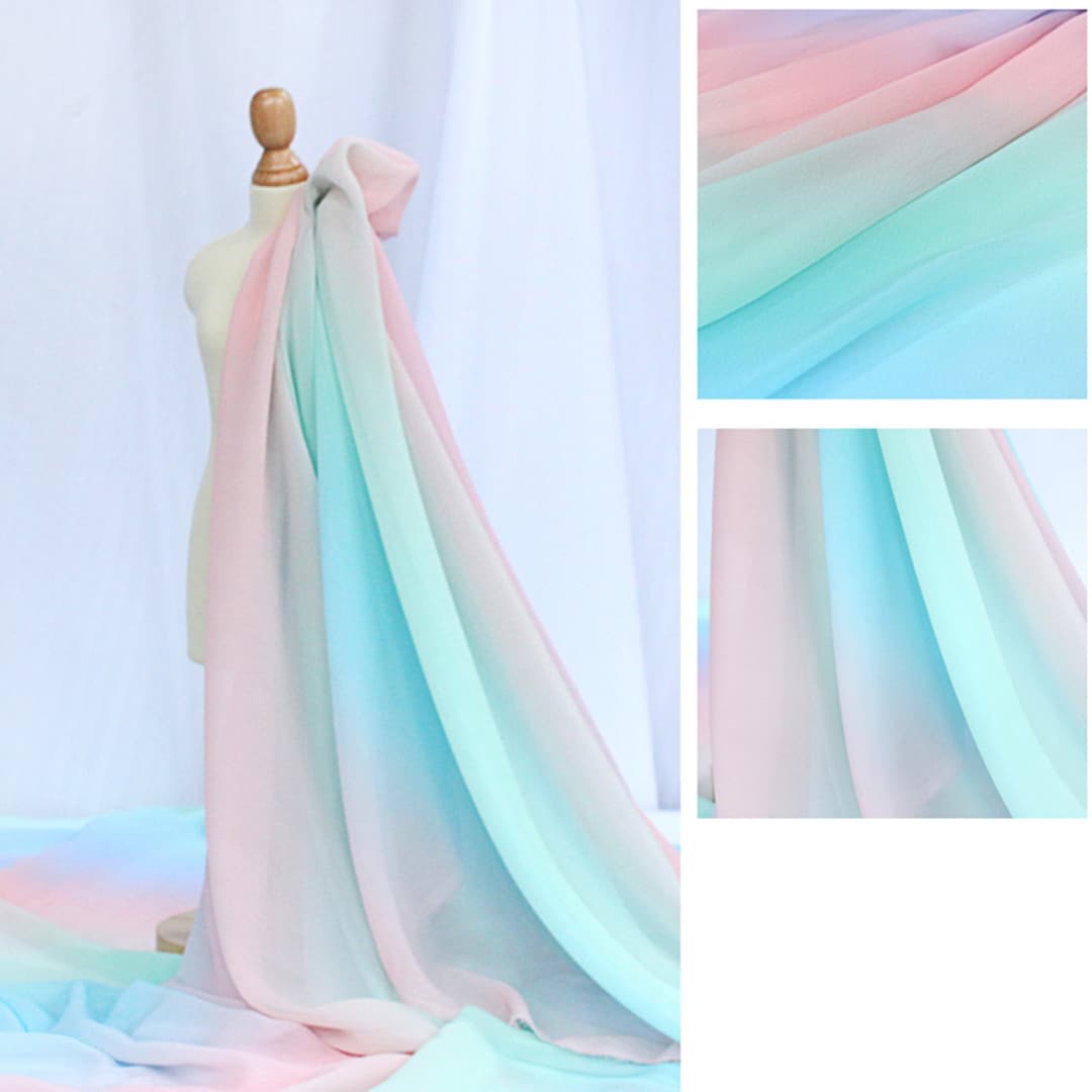 Rainbow Multi-tones Chiffon Fabric,ombre Gradient Chiffon Fabric,dress ...