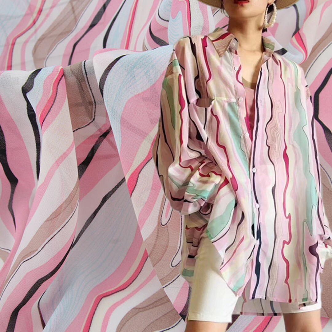 Pink Stripe Chiffon Fabric, Sheer Summer Fabric, 59'' Width - Etsy