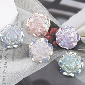 6 Pieces of Set Resin Rose Buttons,bridal Buttons,jewelry,clothing ...